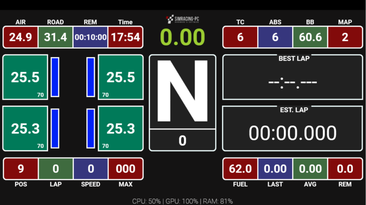 Gratis Dashboard für Simhub von Simracing-PC – Simracing-PC